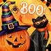 Halloween Pumpkin Witch Hat | Black Cat -vintage Style | DIY Craft ...