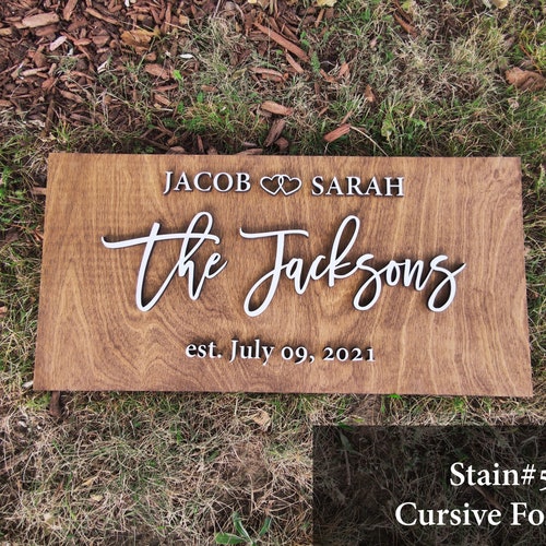 Personalized Family Name Sign Wedding Gift Custom Carved - Etsy
