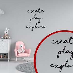 Create Play Explore | Word Cutout Set | Play Room Wall Decor | Laser ...