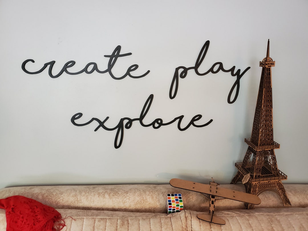 Create Play Explore | Word Cutout Set | Play Room Wall Decor | Laser ...