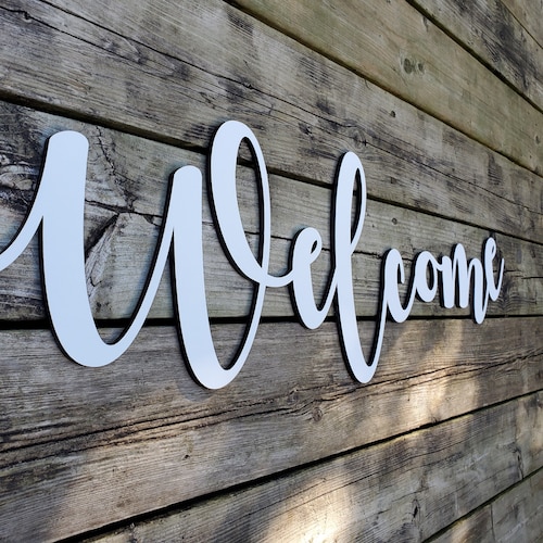 Welcome Wooden Sign 14 Wooden Word Cut Wooden Laser Cut - Etsy