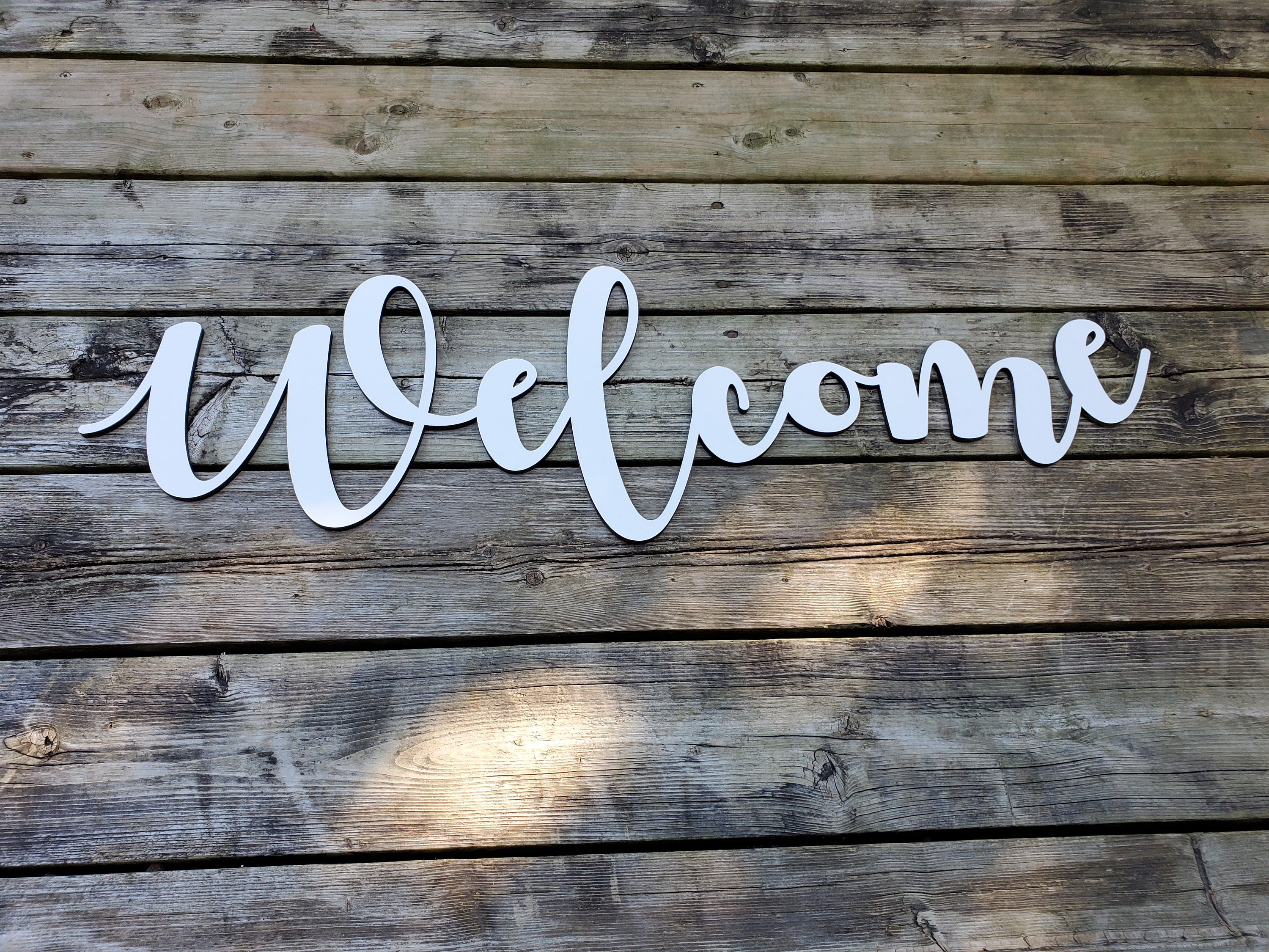 Wide Welcome Wooden Sign Wooden Word Cut Wooden Laser Cut | Etsy