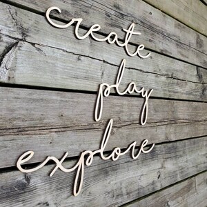 Create Play Explore | Word Cutout Set | Play Room Wall Decor | Laser ...