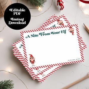 Printable Elf Note Cards - Editable Shelf Elf Letter | Instant Download ...
