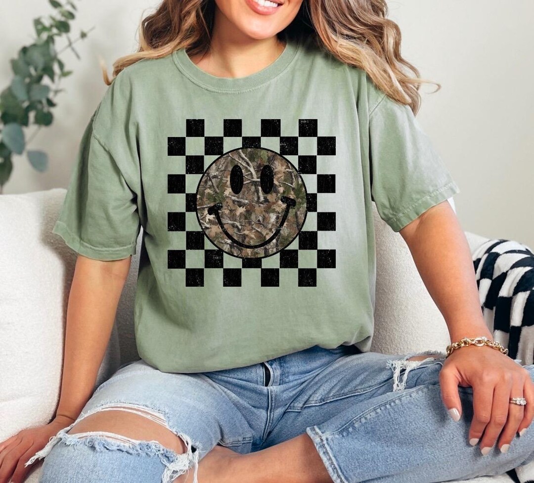 Woods Camo Happy Face - Camo Htv - Camouflage - Happy Face - Heat ...