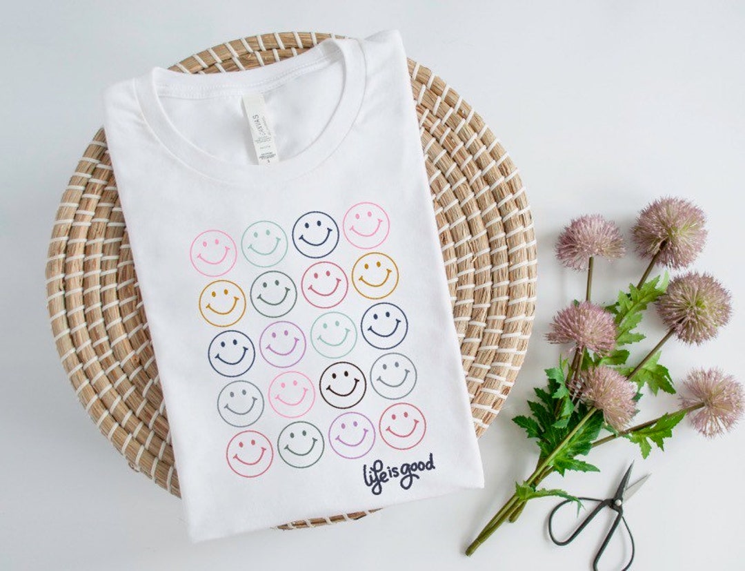 HTV Transfer - DIY Transfer - Colorful Happy Face- Pastel Colors ...