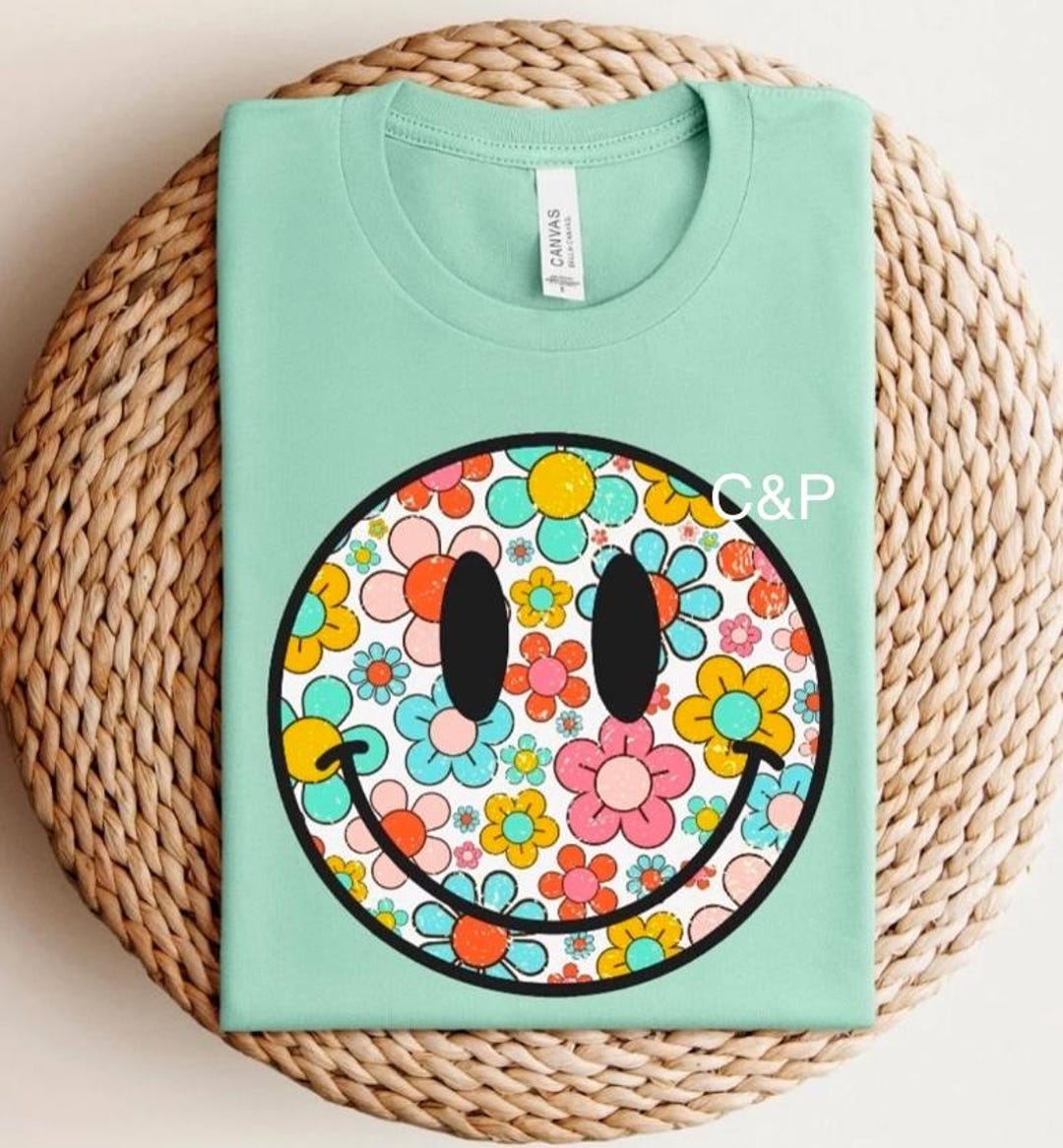 Daisy Happy Face - Flower Face - Flower- Daisies- HTV Transfer - DIY ...