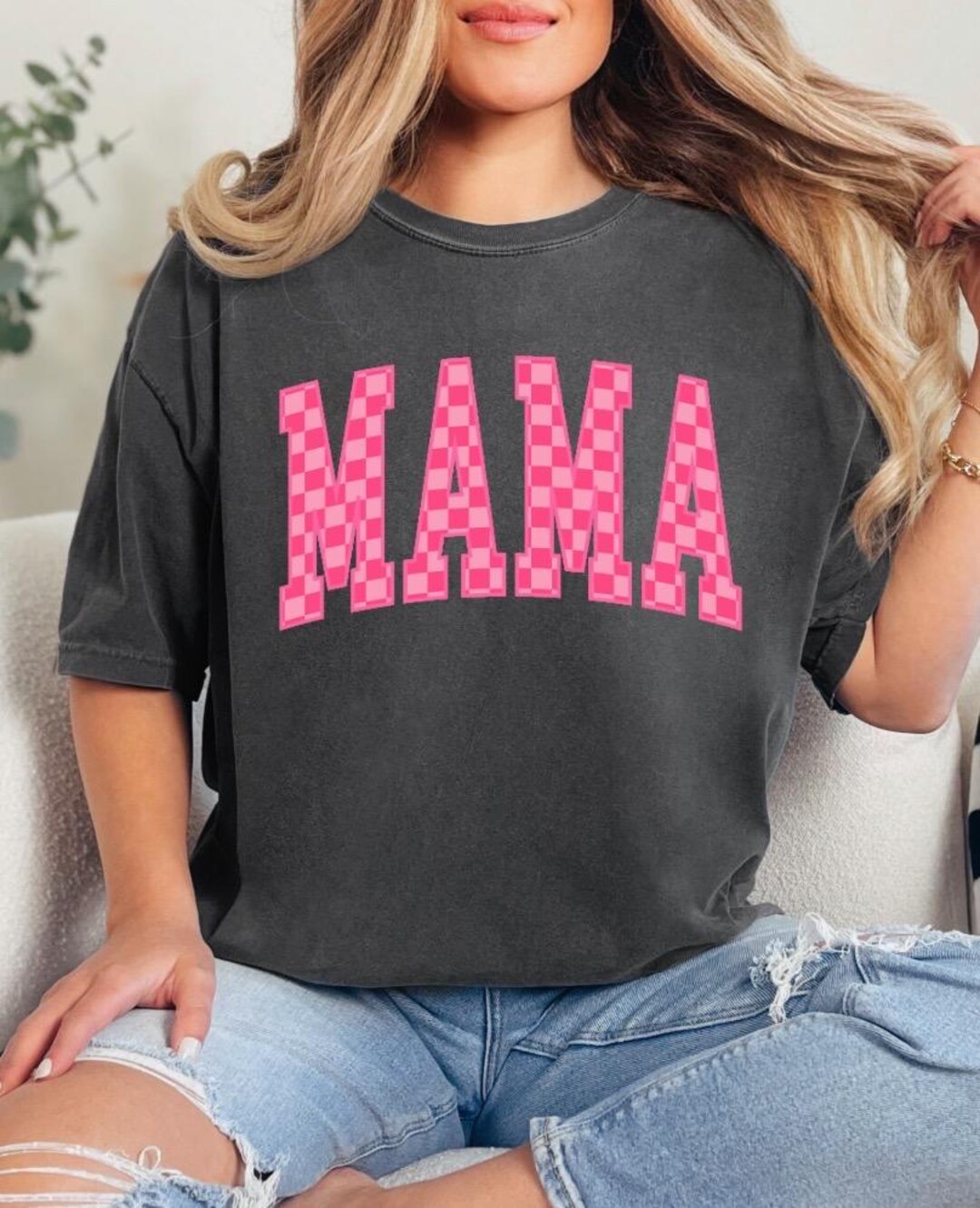 Pink Checker Print Mama - Mama- Mama Htv Pink Checker Print - Heat ...
