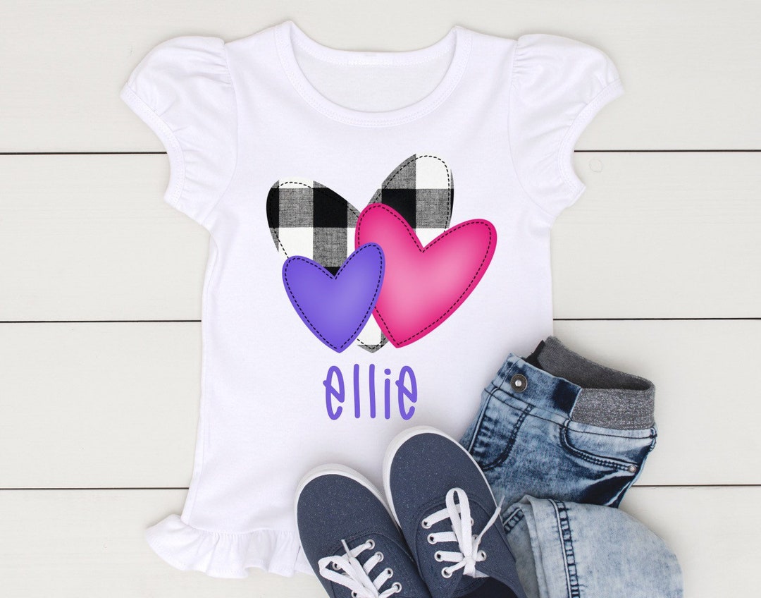 HTV Transfer DIY Transfer Pink and Purple Hearts Kids Personalized ...