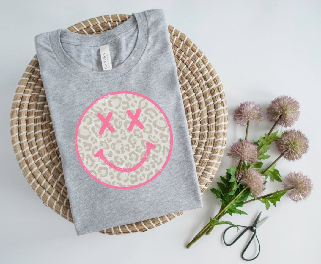 Cheetah Print Happy Face- X Eyes - Happy Face- Cheetah Print Htv ...