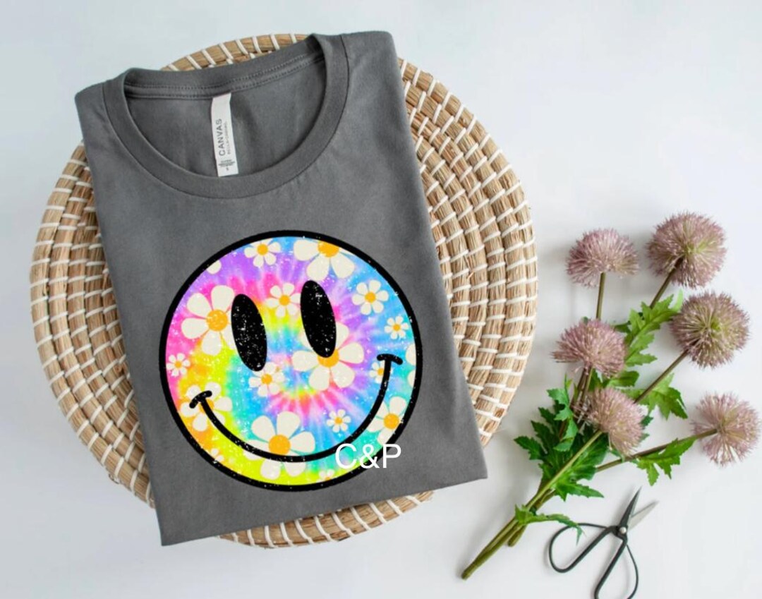 HTV Transfer - DIY Transfer - Happy - Tie Dye - Smile - Daisy - Tie Dye ...