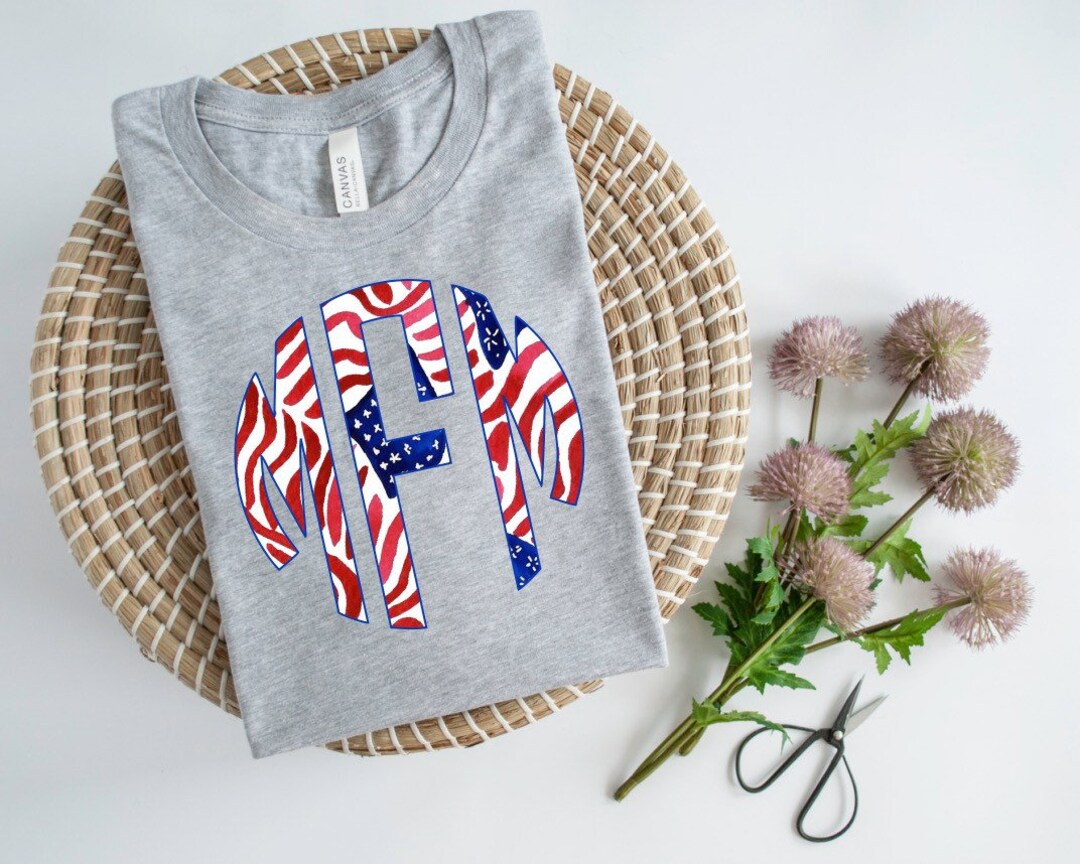 HTV Transfer DIY Transfer Flag Print Monogram Circle Block Monogram - Etsy