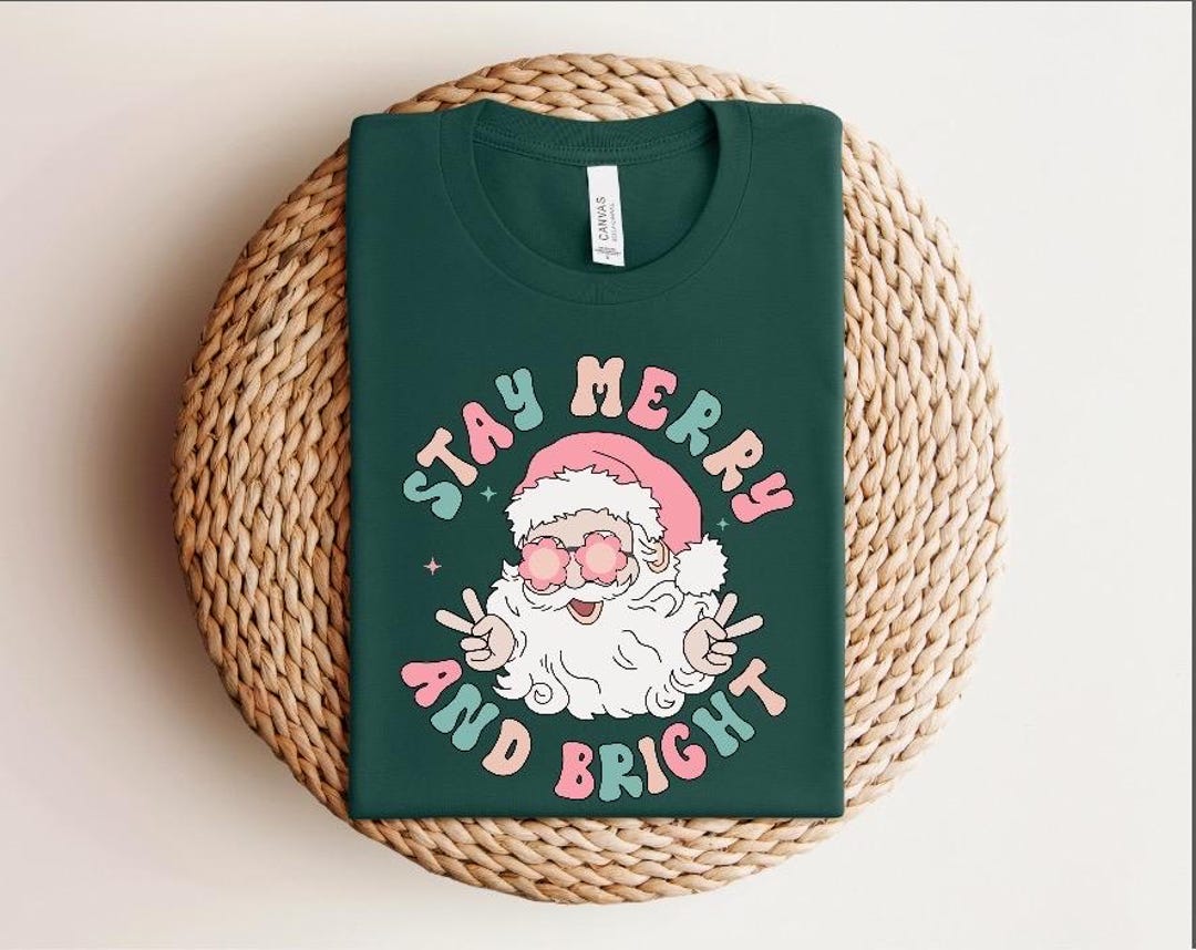 Pink Stay Merry and Bright Santa Peace Sign Christmas Christmas Htv ...