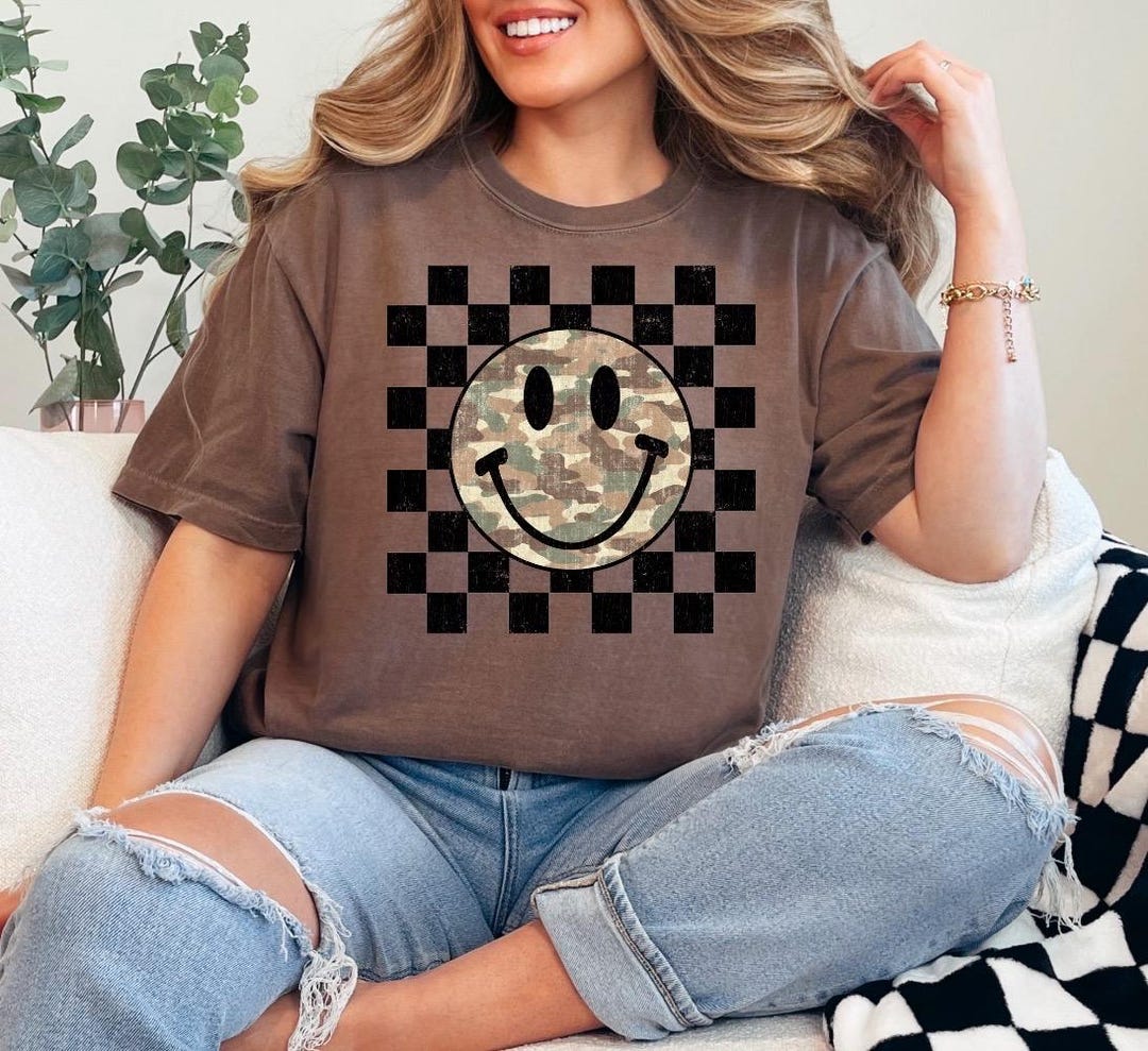 Camo Happy Face - Camo Htv - Camouflage - Happy Face - Heat Transfer ...