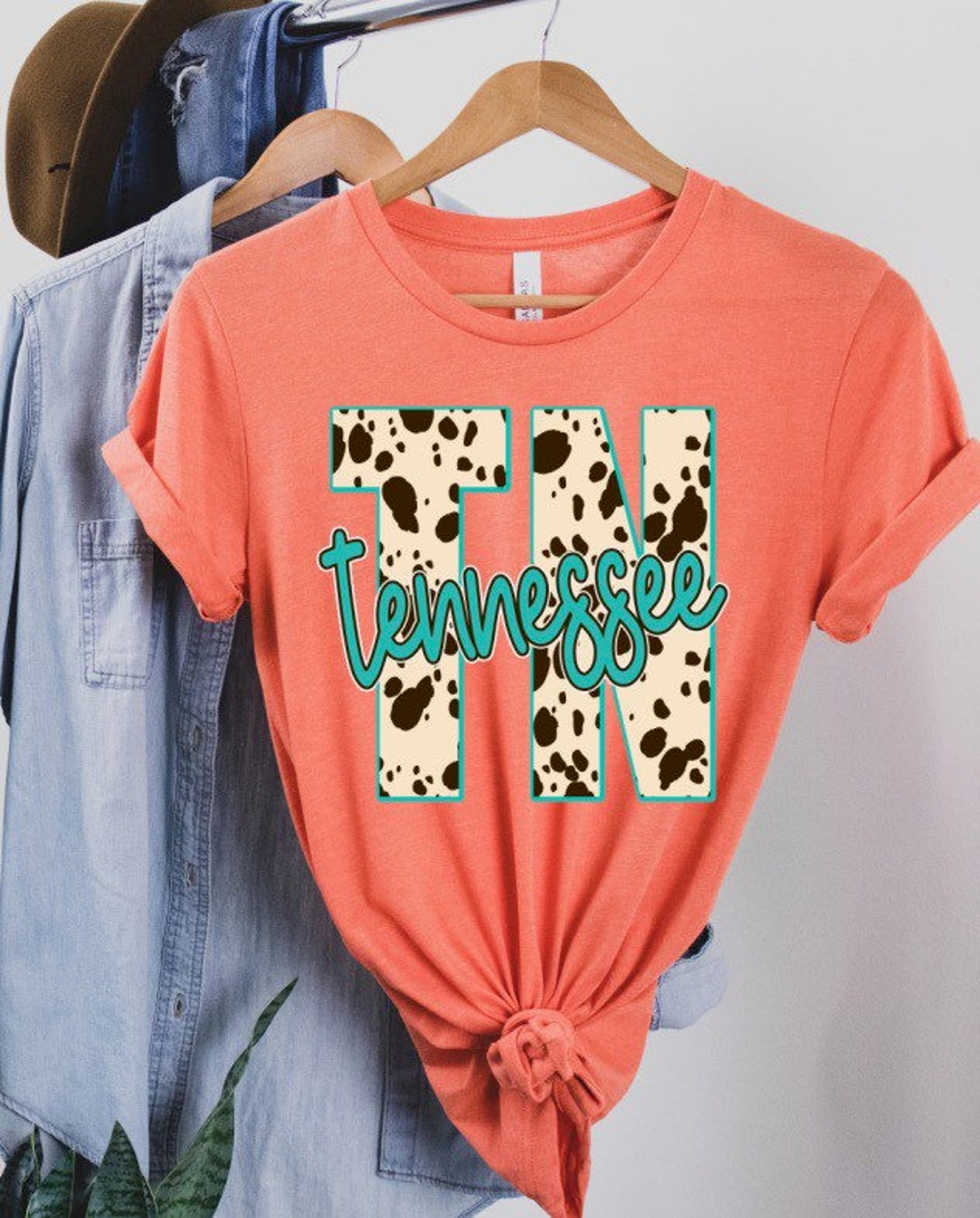 HTV Transfer - DIY Transfer- Cow Print- TN- Turquoise- Tennessee ...