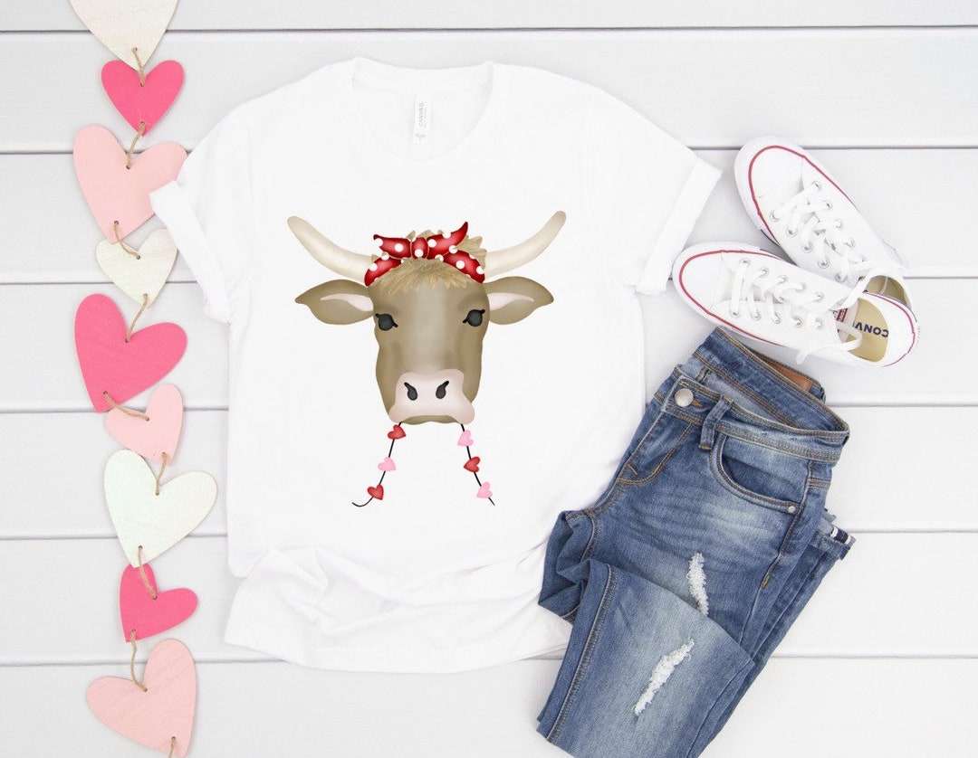 HTV Transfer DIY Transfer Cow Valentines Day Love Hearts Farm - Etsy