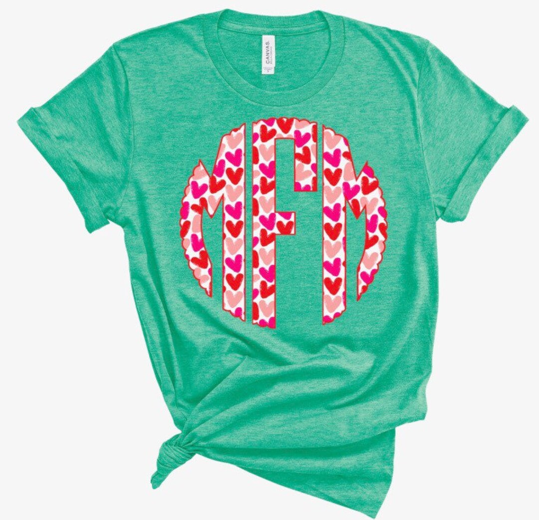 HTV Transfer DIY Transfer Heart Print Monogram Transfer Valentines Day ...
