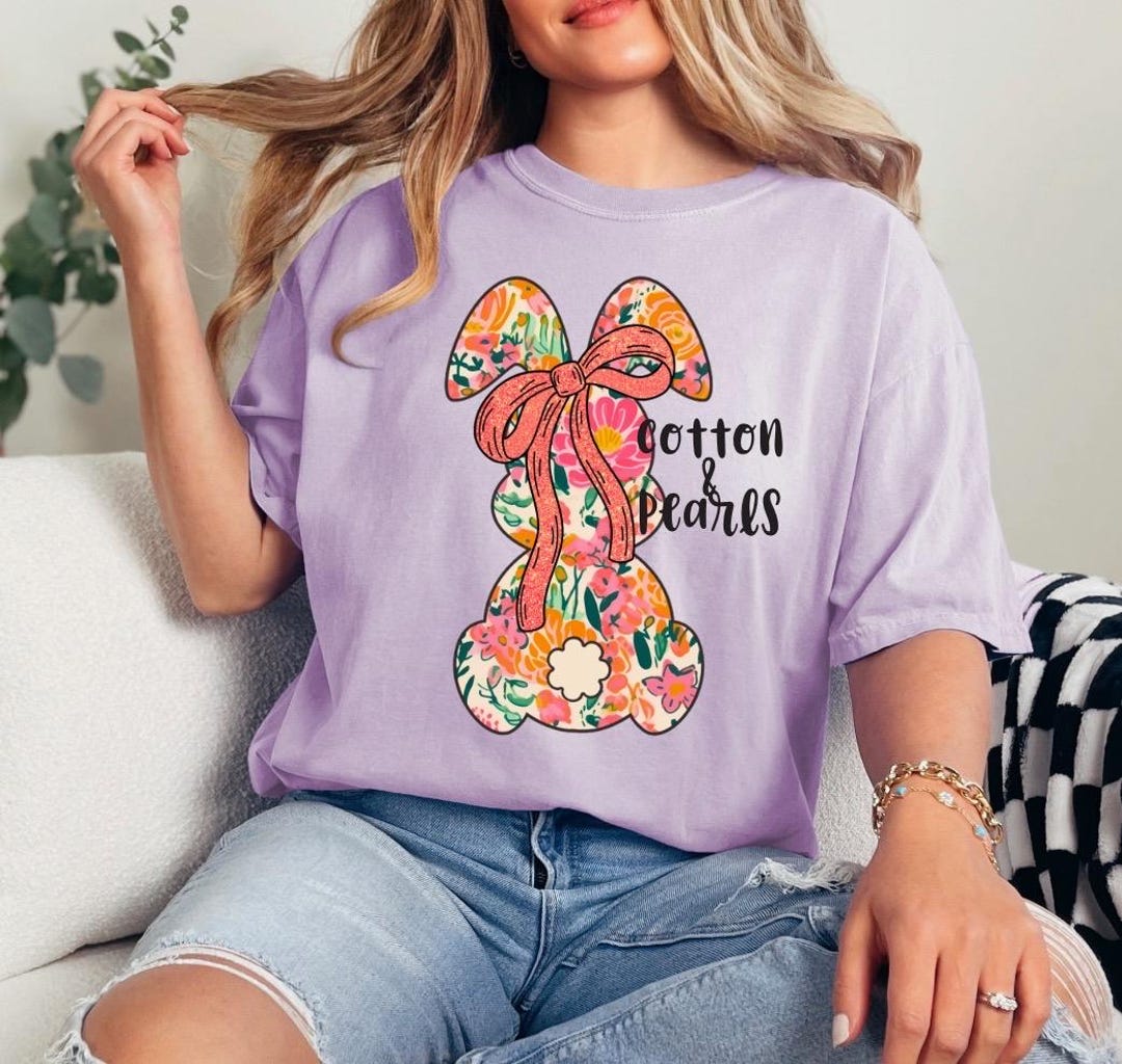 Floral Bunny With Bow - Floral Htv - Easter - Easter Bunny - Bow ...