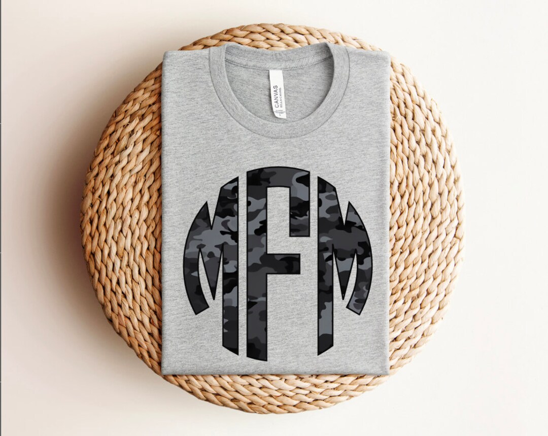 HTV Transfer - DIY Transfer - Monogram - Black Camo - Circle Block - Etsy
