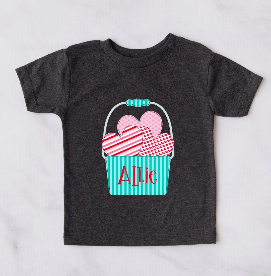 HTV Transfer DIY Transfer Bucket Full of Hearts Pink Personalized Kids ...