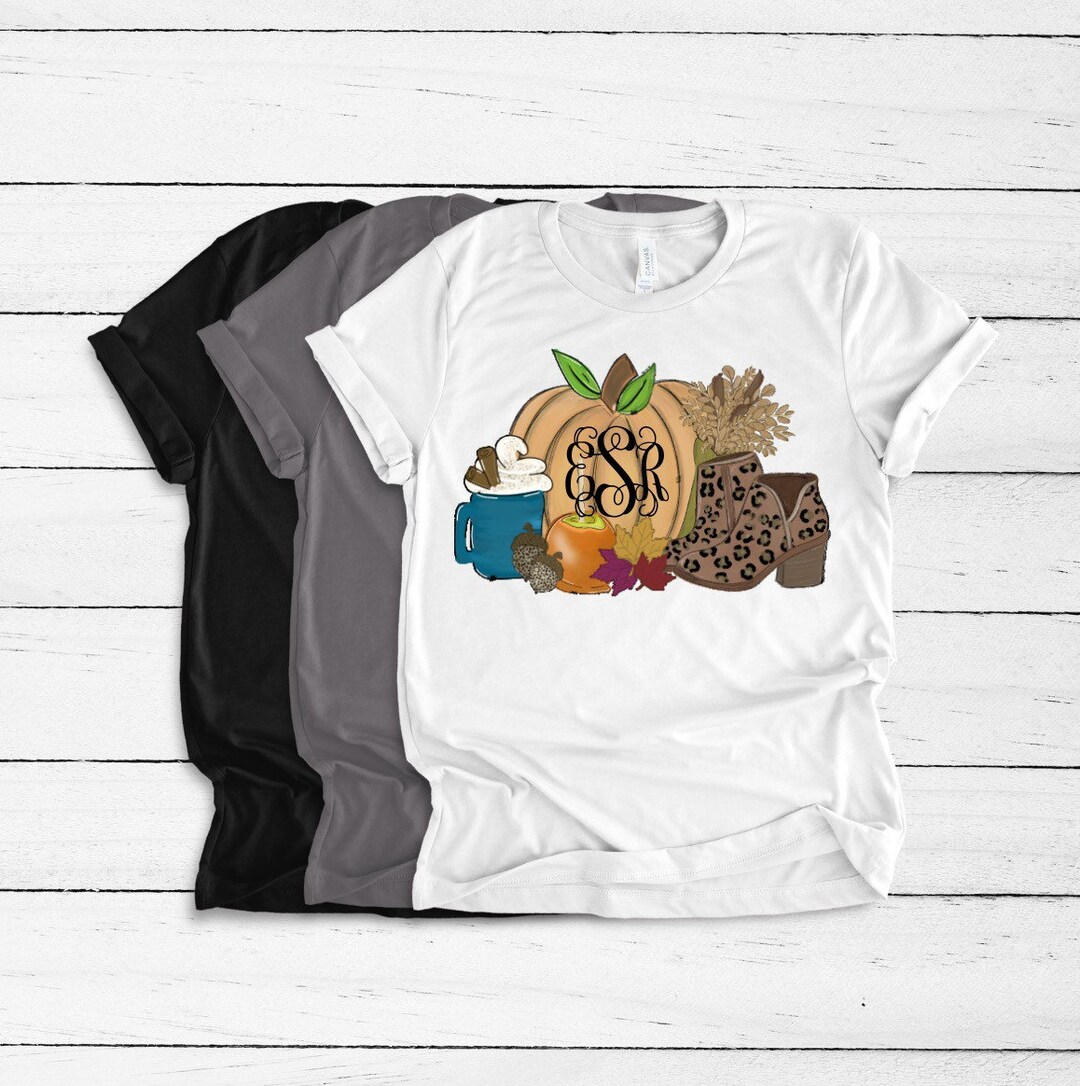 HTV Transfer - DIY Transfer - Fall Scene With Monogram - Pumpkins - Etsy