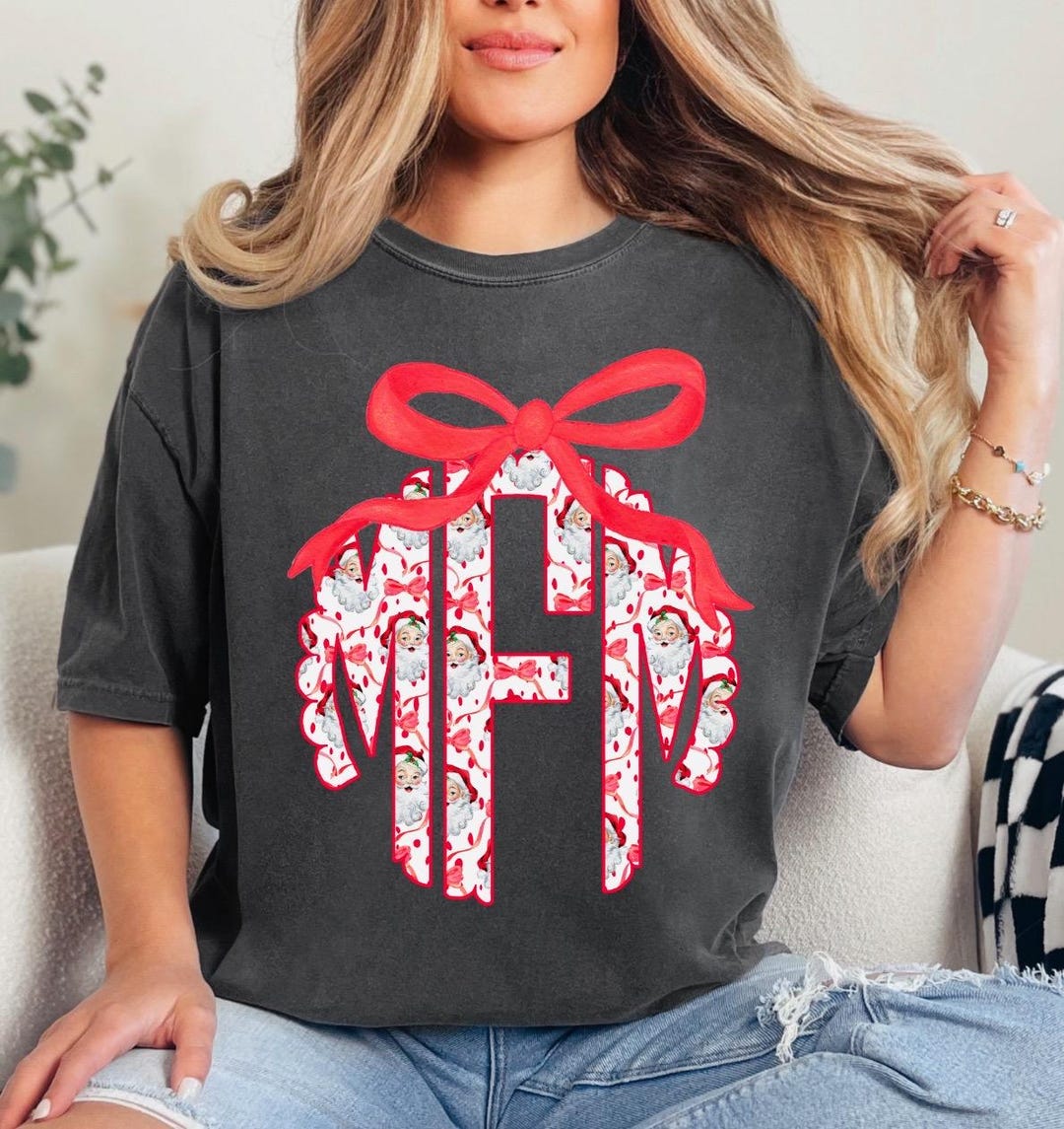 Santa Christmas Monogram - Santa Claus - Scallop Circle Font - Monogram ...