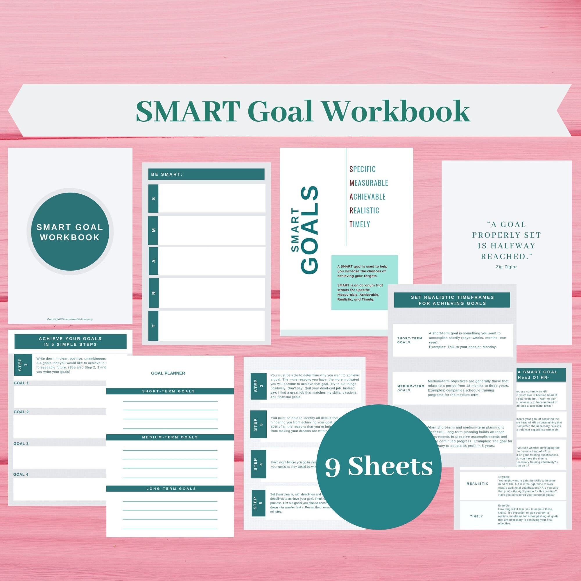 SMART Goal-setting Workbook/time Management/smart Goals/achievable ...