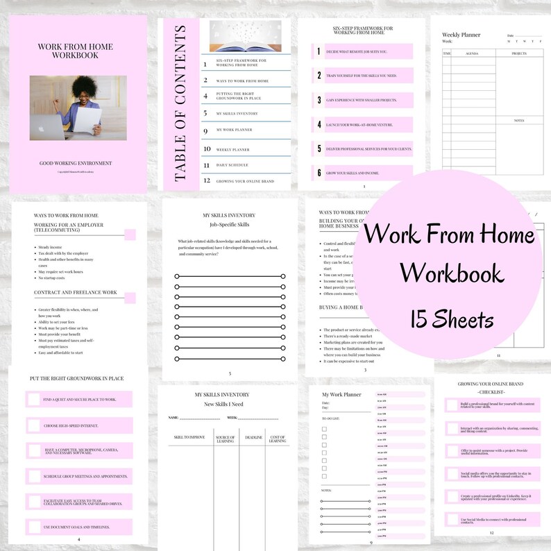 Work From Home Workbook/work From Home Opportunities/skills Inventory ...