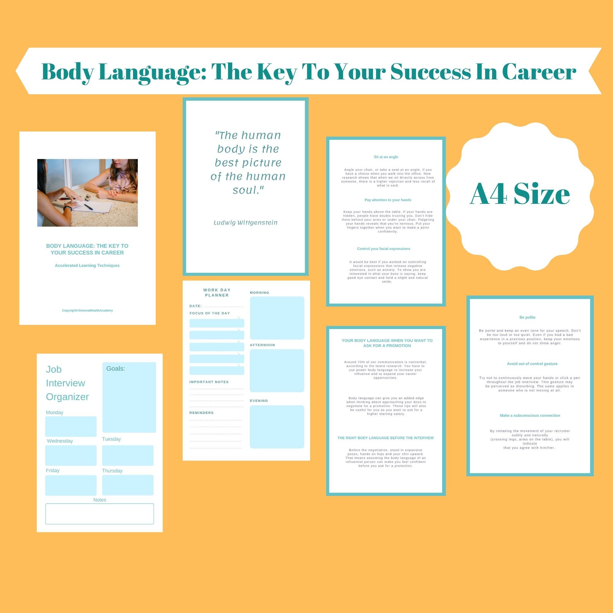 Career Success Workbook/body Language Sheets/job Interview Planner/job ...