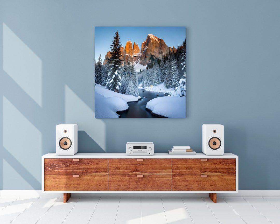 Mountain Wall Art, Snowy Mountain, Snow Forest, Canvas Print, Winter ...