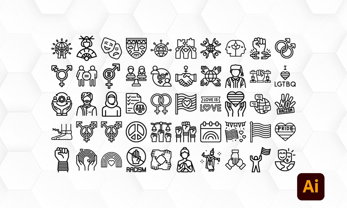 Diversity Icon Set - 50 Unique Icons | Includes JPEG, SVG, and AI ...