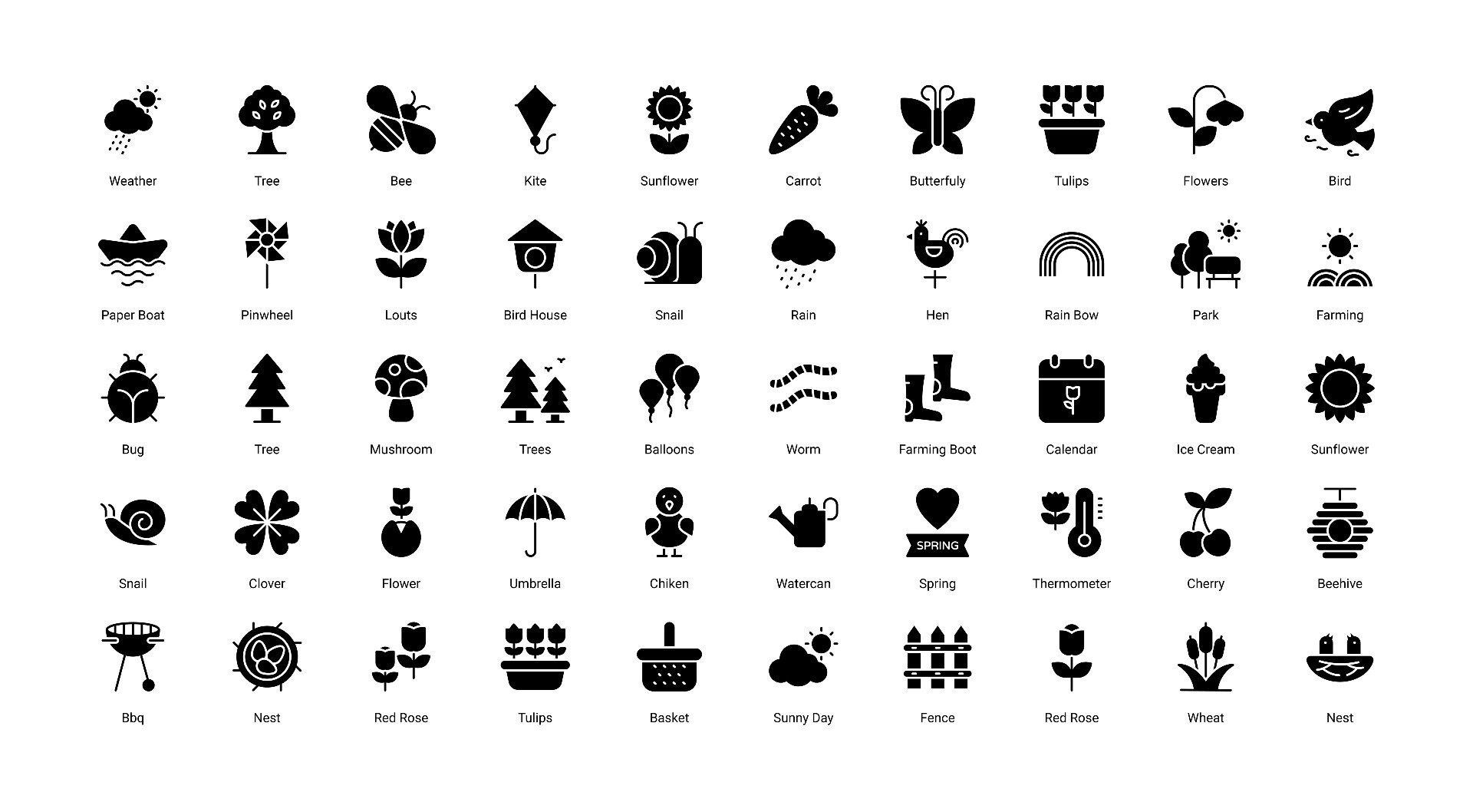 SPRING Glyph Icon Set Svg/ai - Etsy