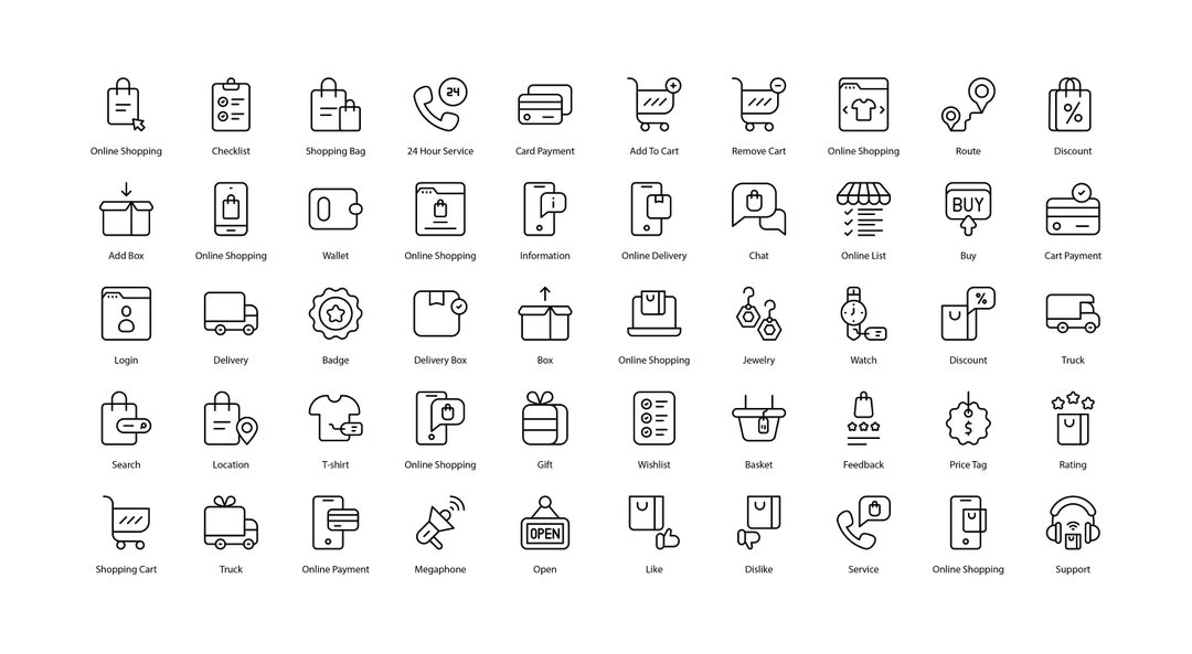 E-COMMERCE Outline Icon Set SVG/AI - Etsy