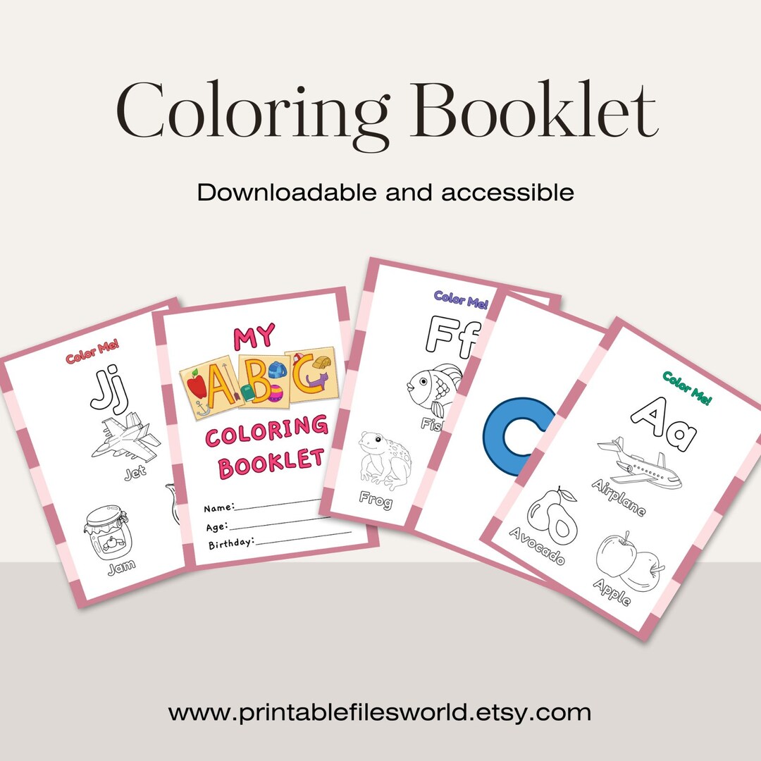 My ABC Coloring Booklet - Digital Kids' Coloring Book - Etsy
