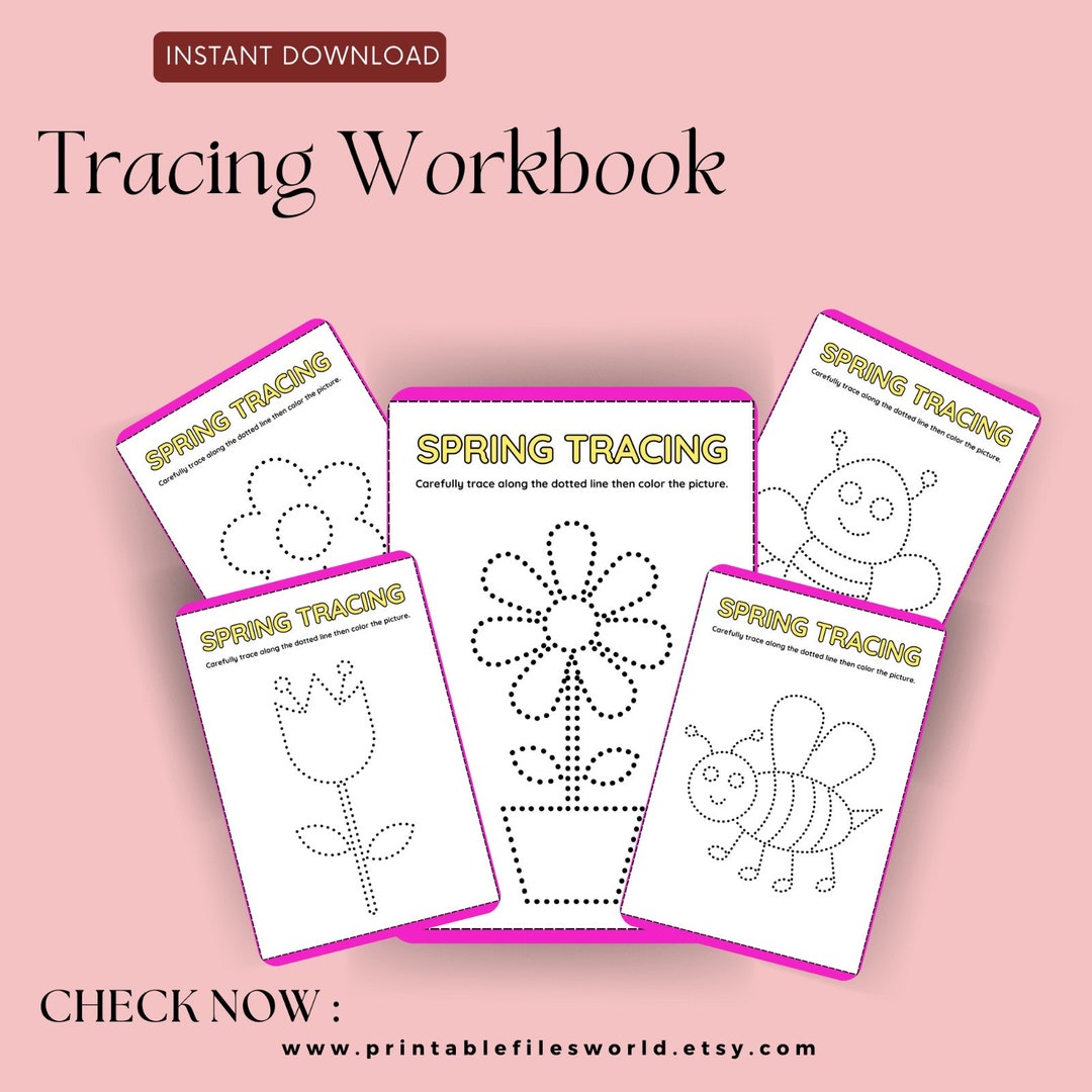 Spring Tracing - Digital Kids' Coloring Book - Etsy