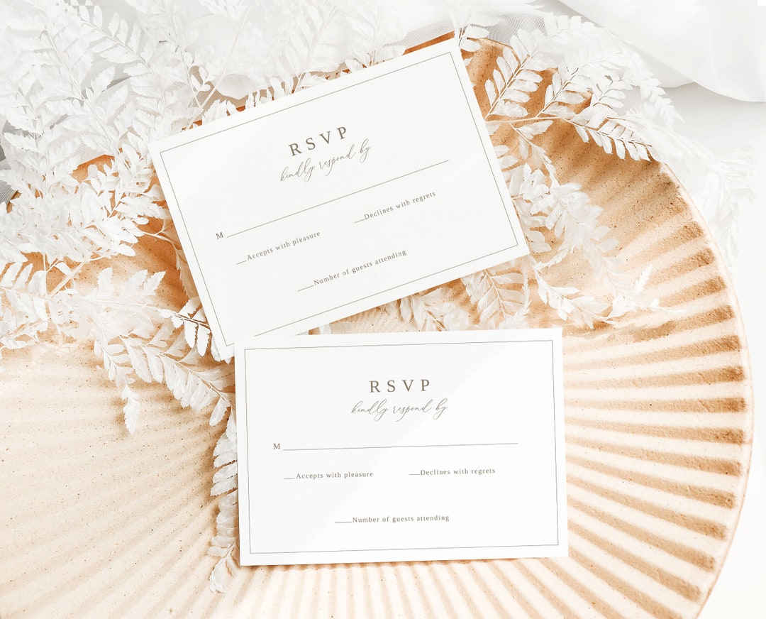 Monogram and Border RSVP Card, Simple Wedding RSVP, Minimal Wedding Response Cards, Wedding ...