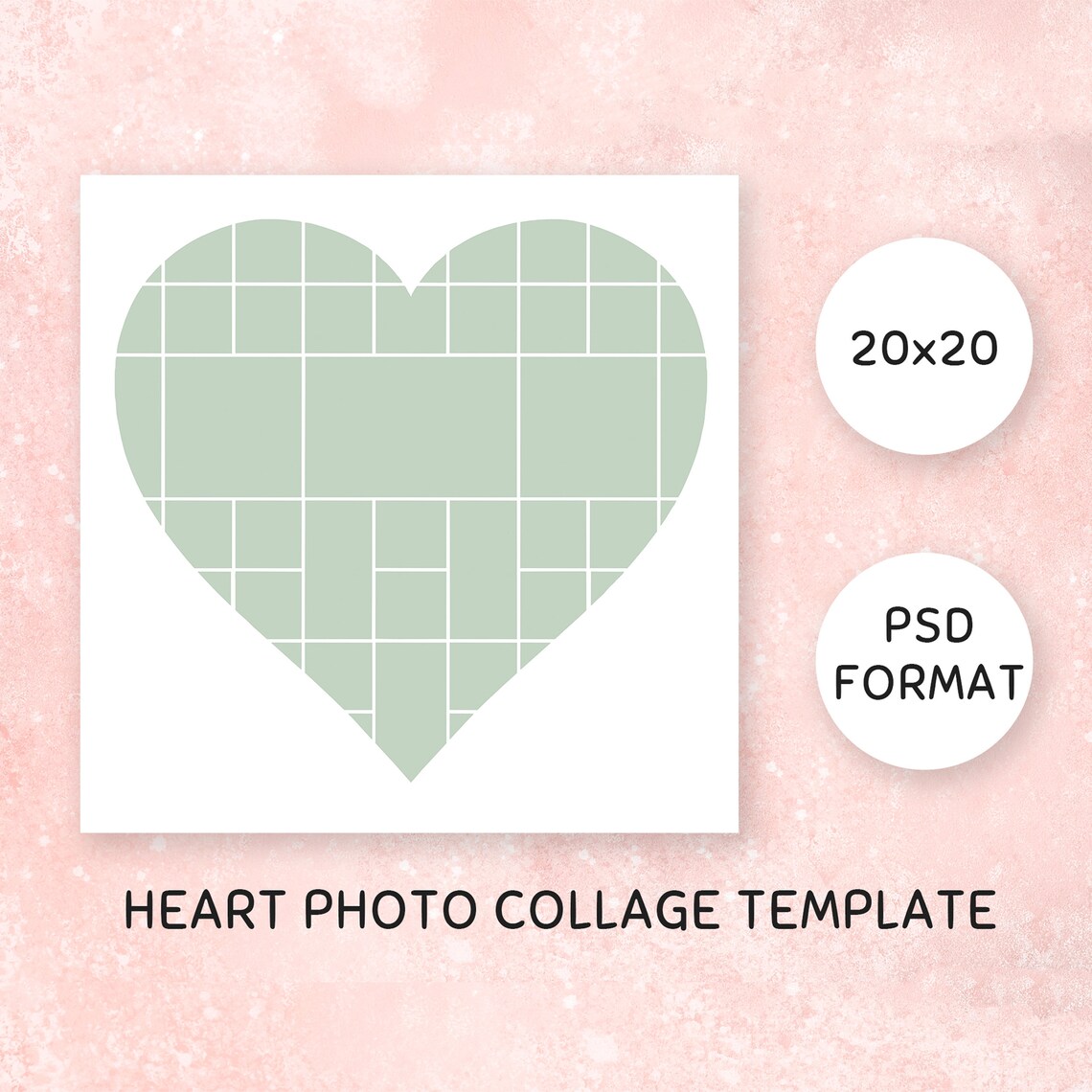 Heart Photo Collage, Blog Template, Heart Collage Template, Photo ...