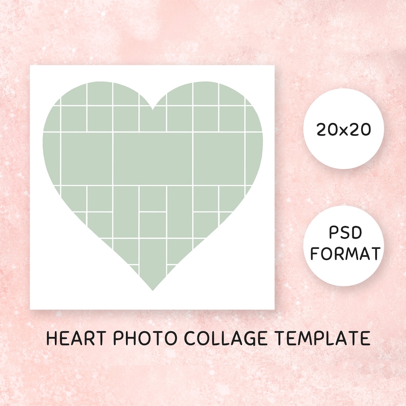 Heart Photo Collage, Blog Template, Heart Collage Template, Photo ...