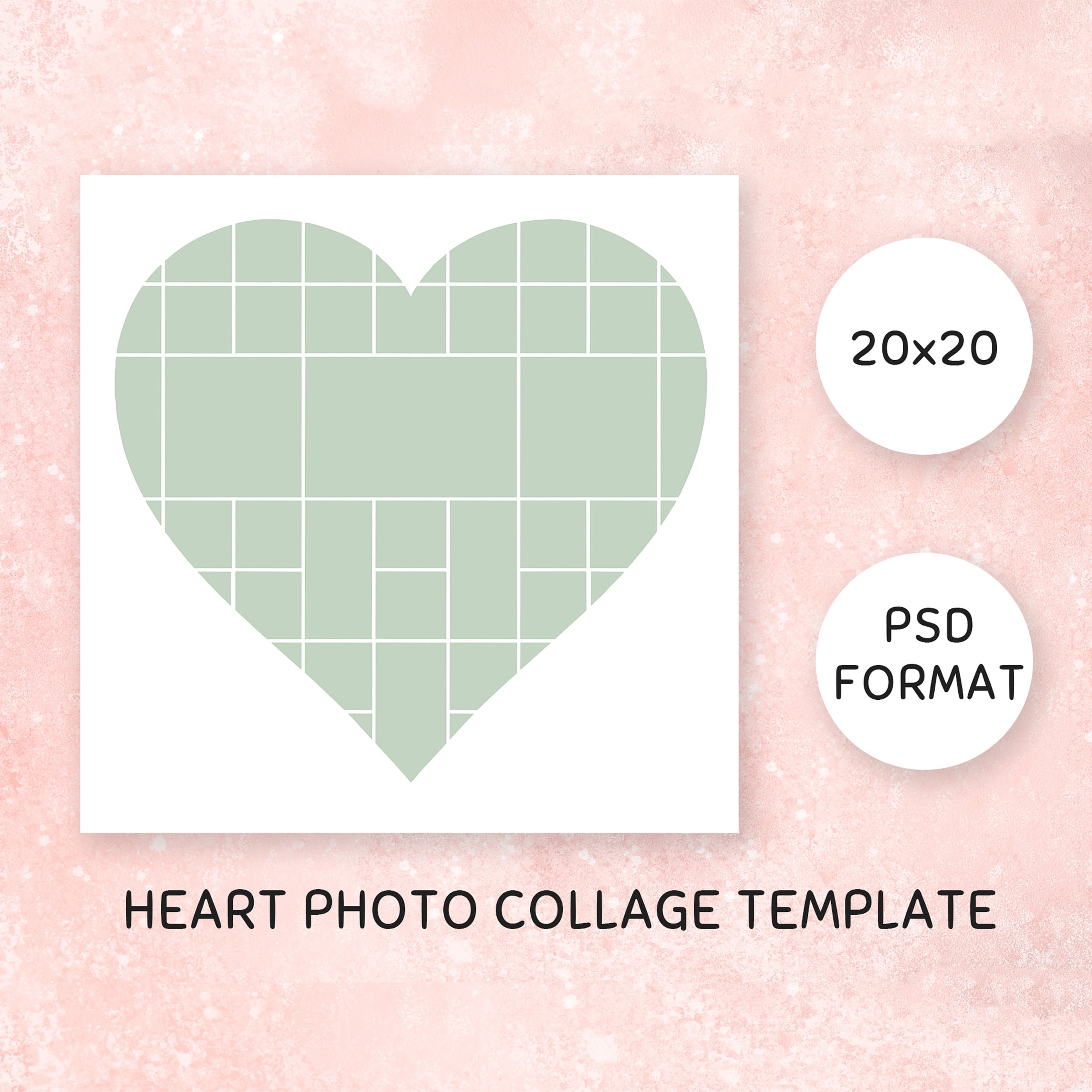 Heart Photo Collage, Blog Template, Heart Collage Template, Photo ...
