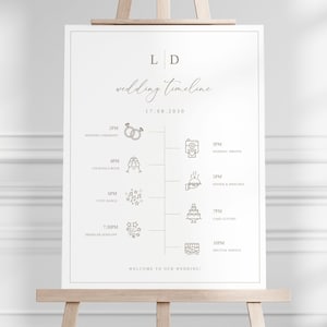 Monogram and Border Wedding Timeline Board Template, Simple Wedding ...