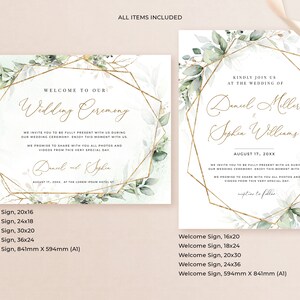 Greenery and Gold Wedding Welcome Sign Board,wedding Welcome Sign ...