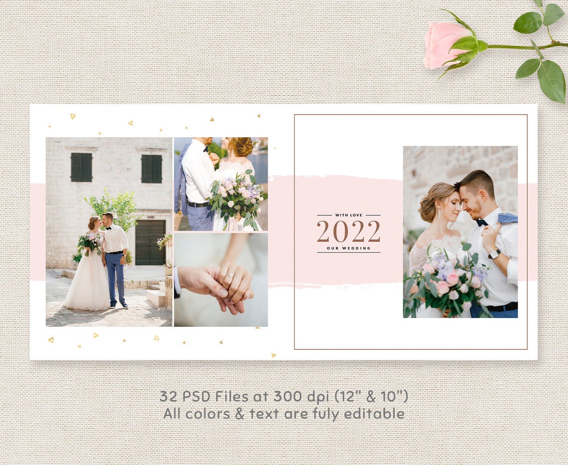 12x12 Pink Wedding Album Templates Wedding Photo Book - Etsy