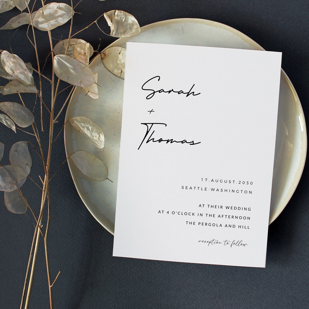 Minimal Script Wedding Invitation, Wedding Simple Invitation ...