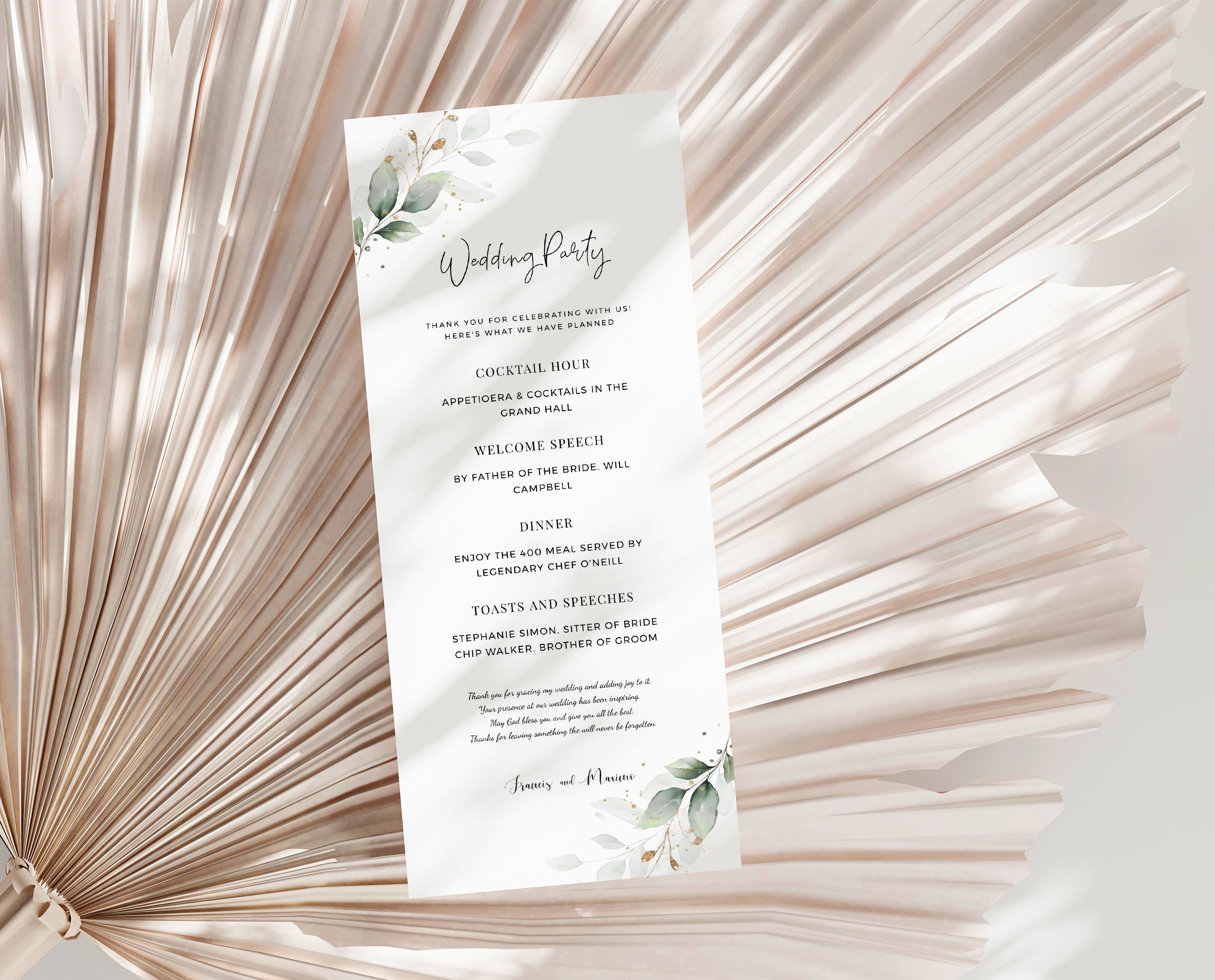 Wedding Simple Program Templatewedding Plan Cards Modern - Etsy
