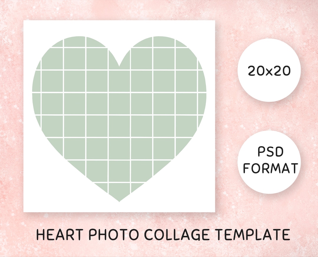 Heart Photo Collage Blog Template Heart Collage Template - Etsy