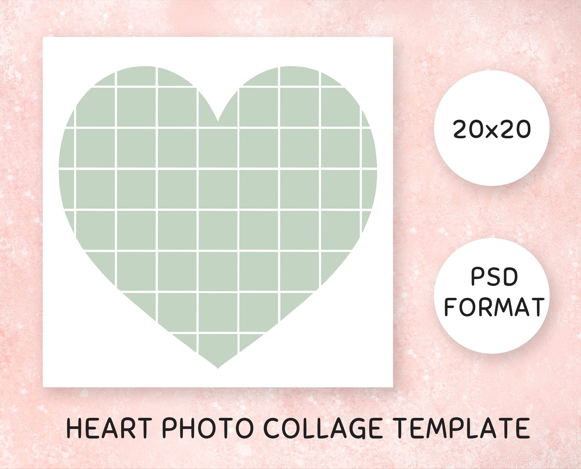 Heart Photo Collage Blog Template Heart Collage Template - Etsy