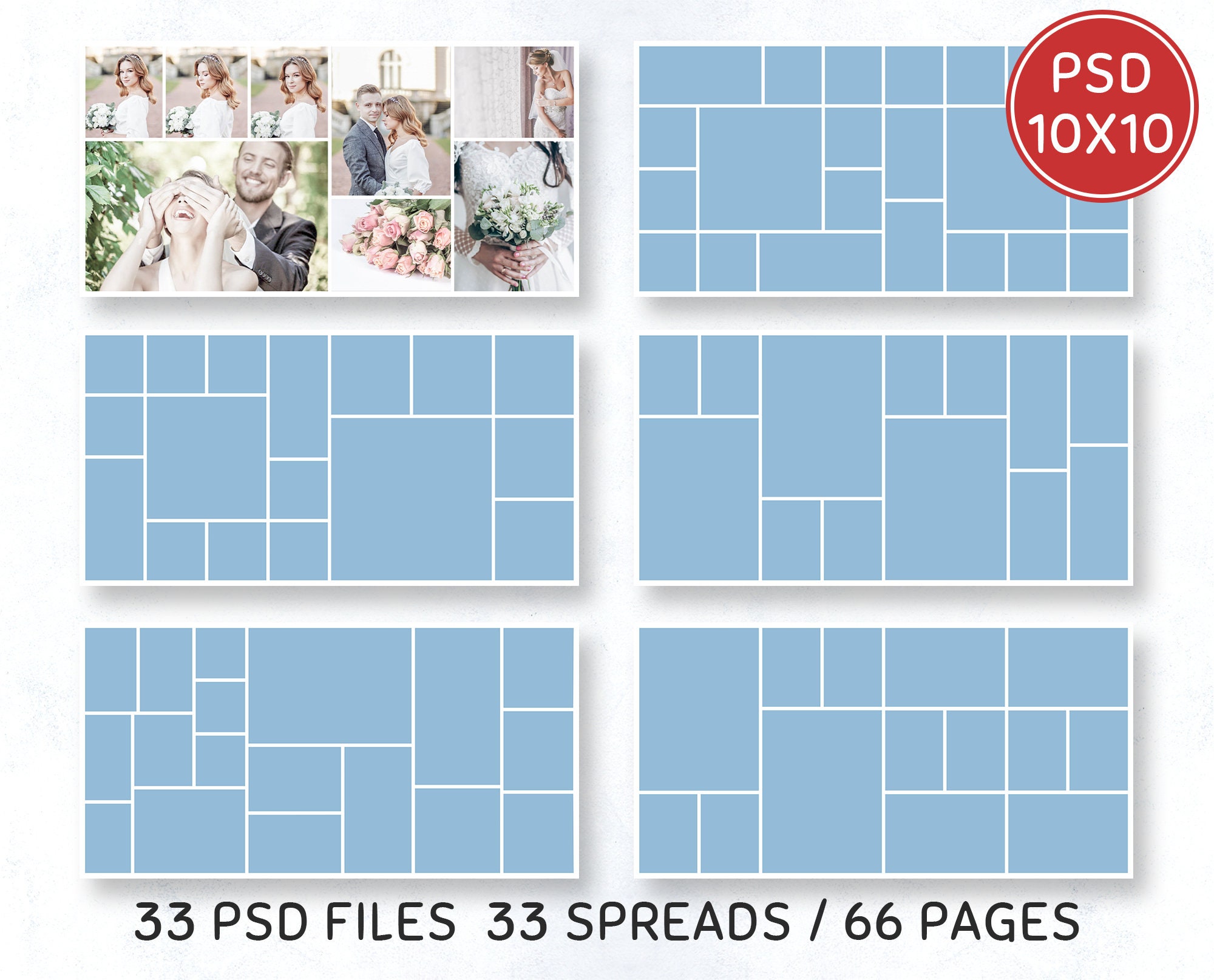 10x10 Photo Collage Template Wedding album Template Newborn | Etsy