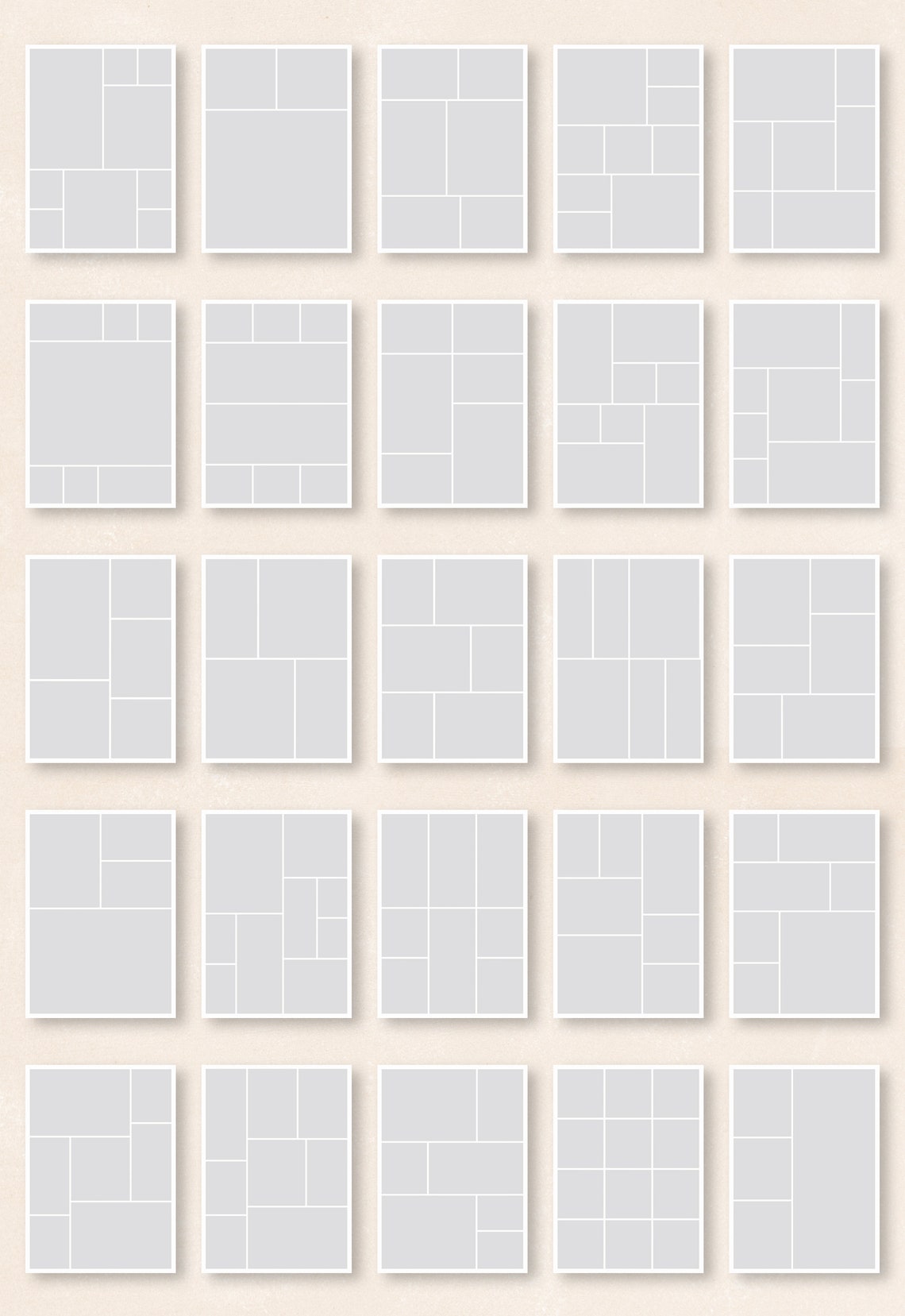 50 5x7 Photo Collage Template Landscape & Portrait Templates Photo ...