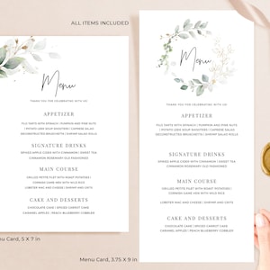 Wedding Simple Menu Card Template, Bohemian Simple Wedding Menu Card ...
