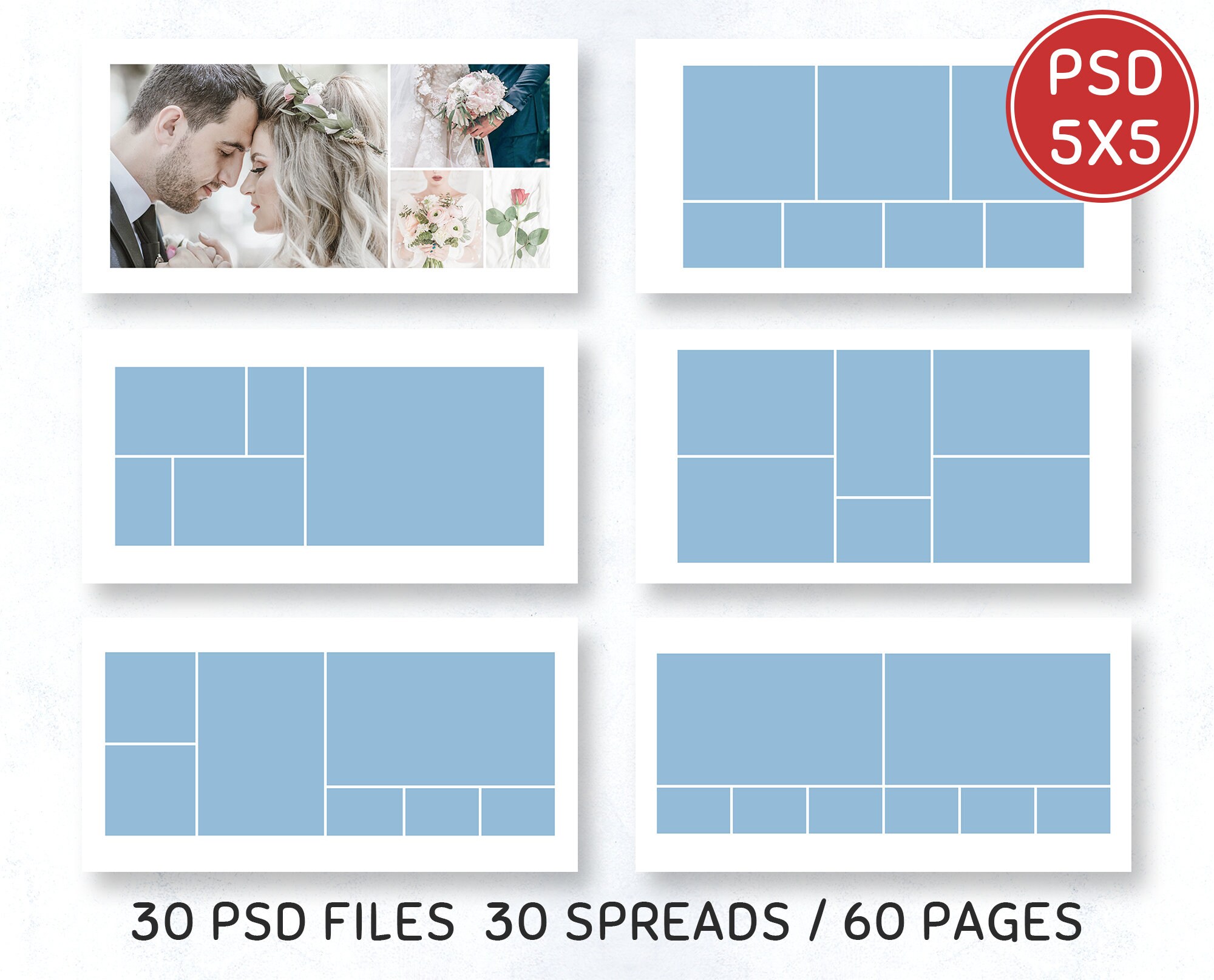5x5 Photo Album Template Wedding album template photoshop | Etsy